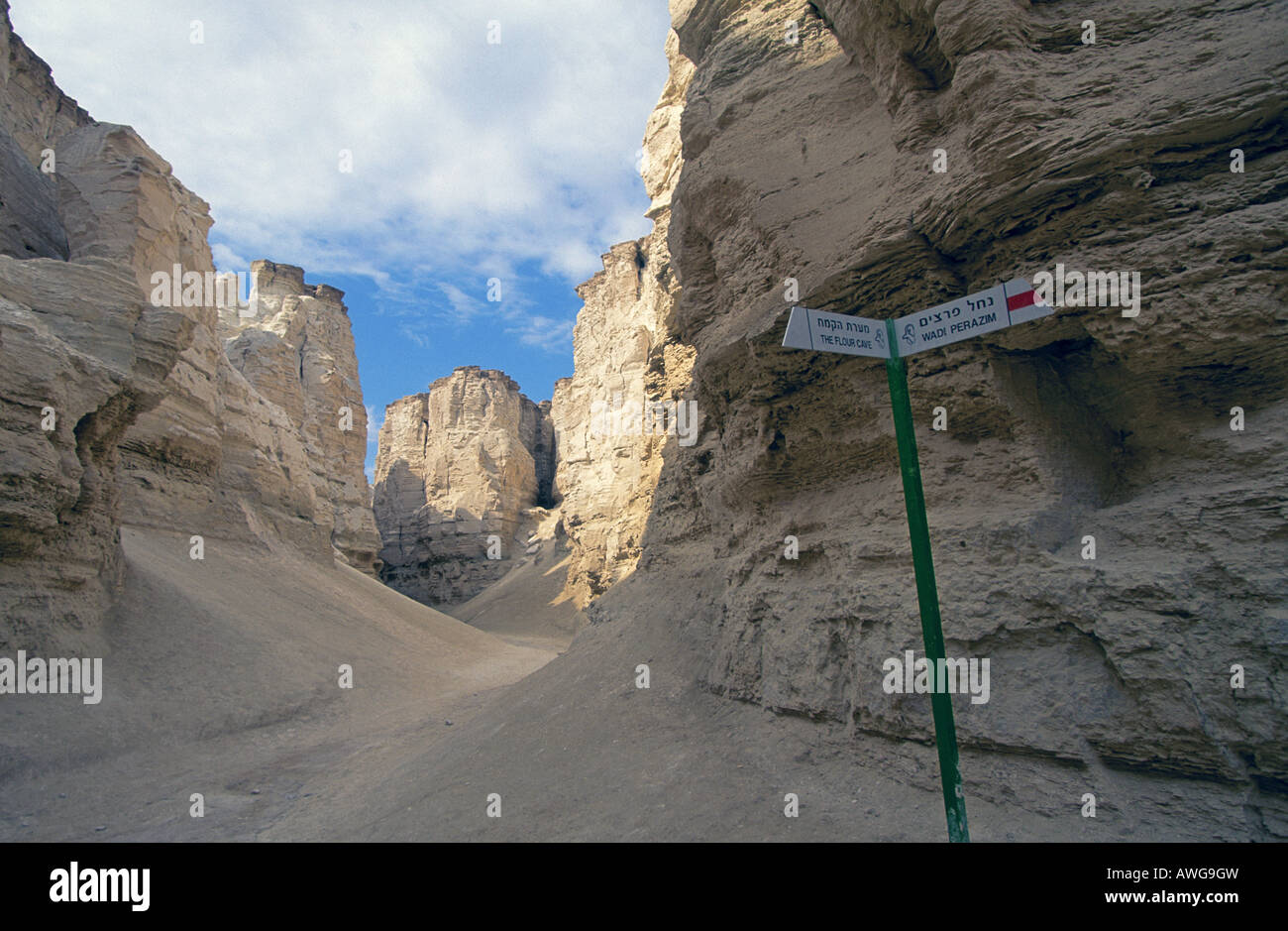 MIDDLE EAST ISRAEL A mud waddi or wadi or gully in the desert near the ...