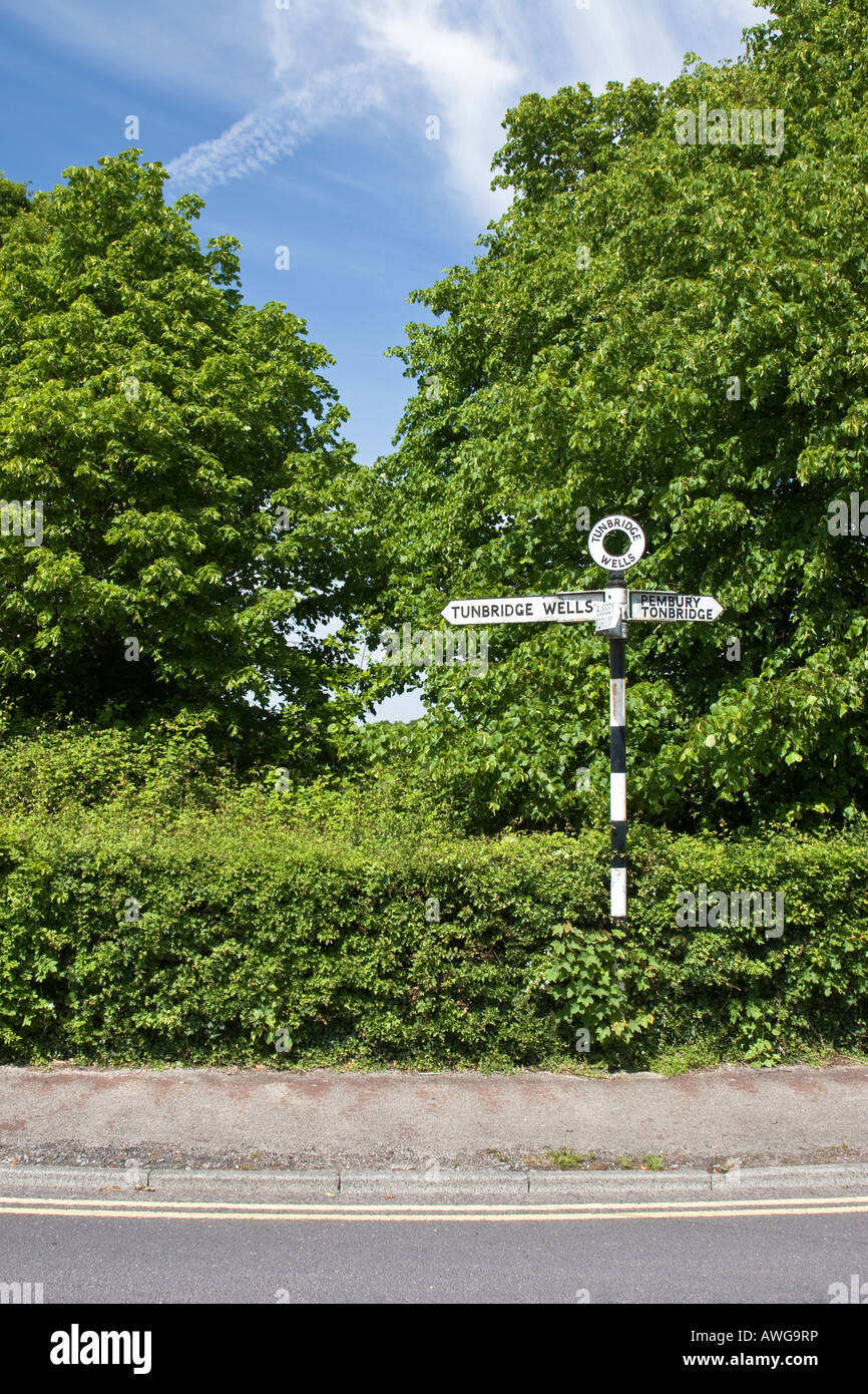 Old fashioned black and white sign points to tunbridge wells hi-res ...