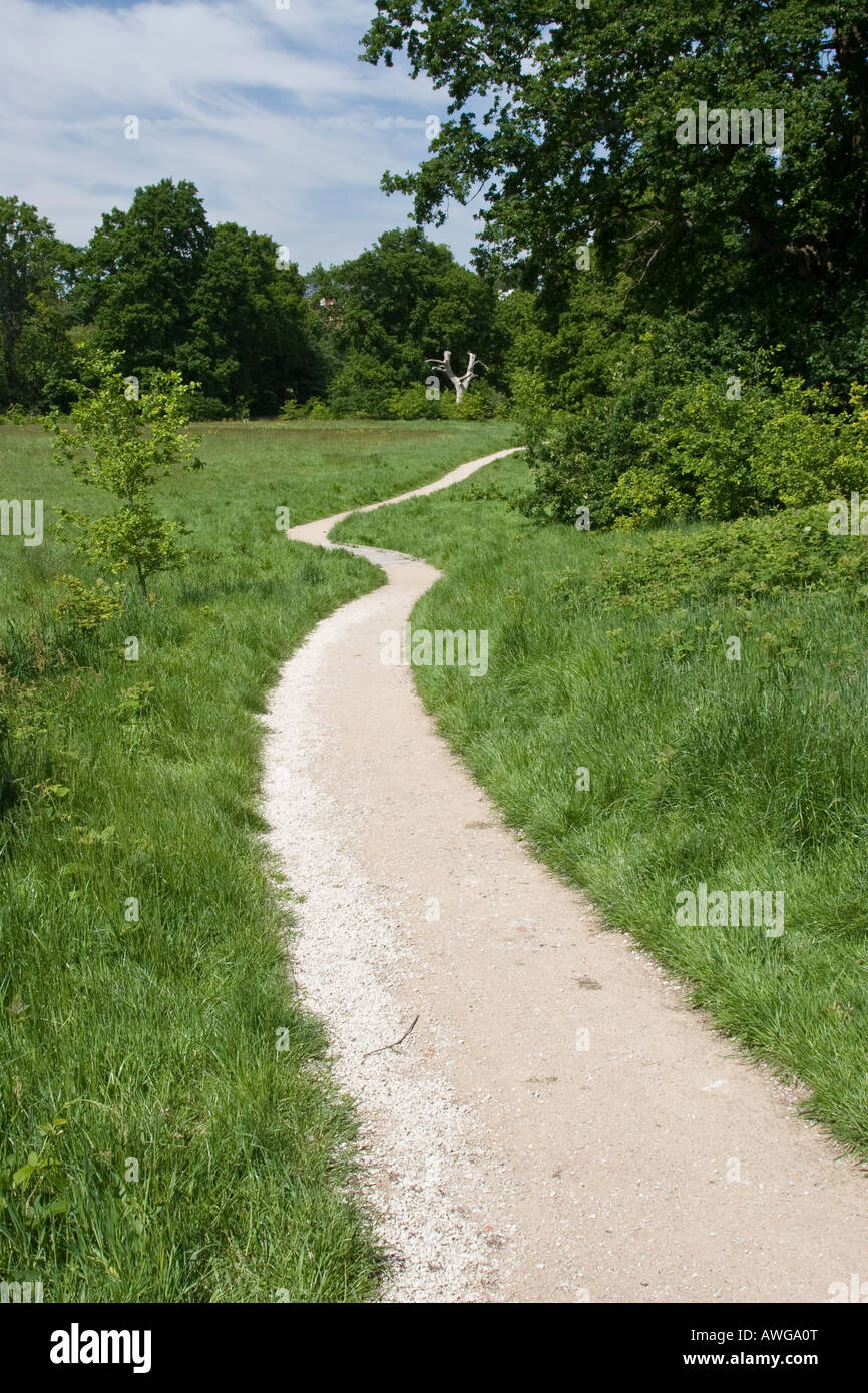 Curvy path cuts through the grass of Dunorlan Park, Royal Tunbridge ...