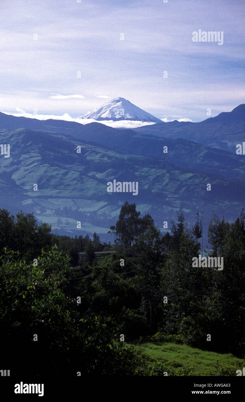 Active volcano Cotopaxi in central valley of Ecuador near Quito Stock ...