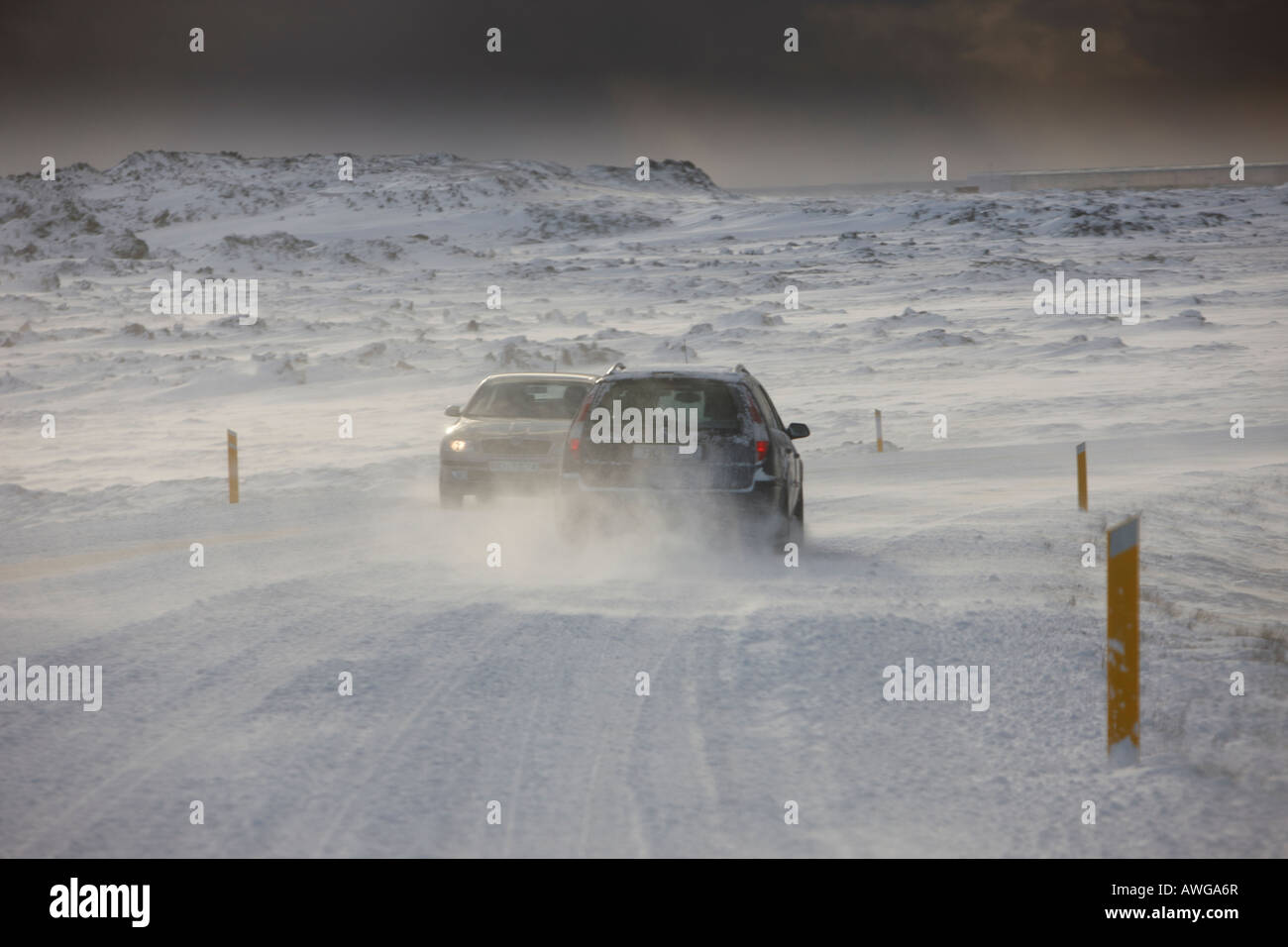 Ice covered road in Iceland Stock Photo - Alamy