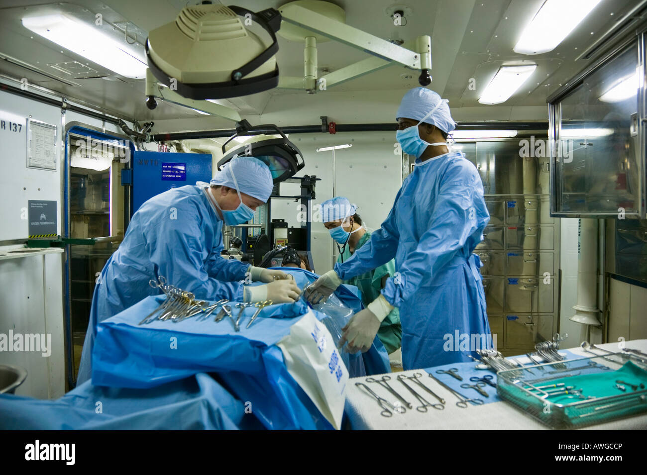 Midway aircraft carrier sick Bay, San Diego, California, USA Stock ...