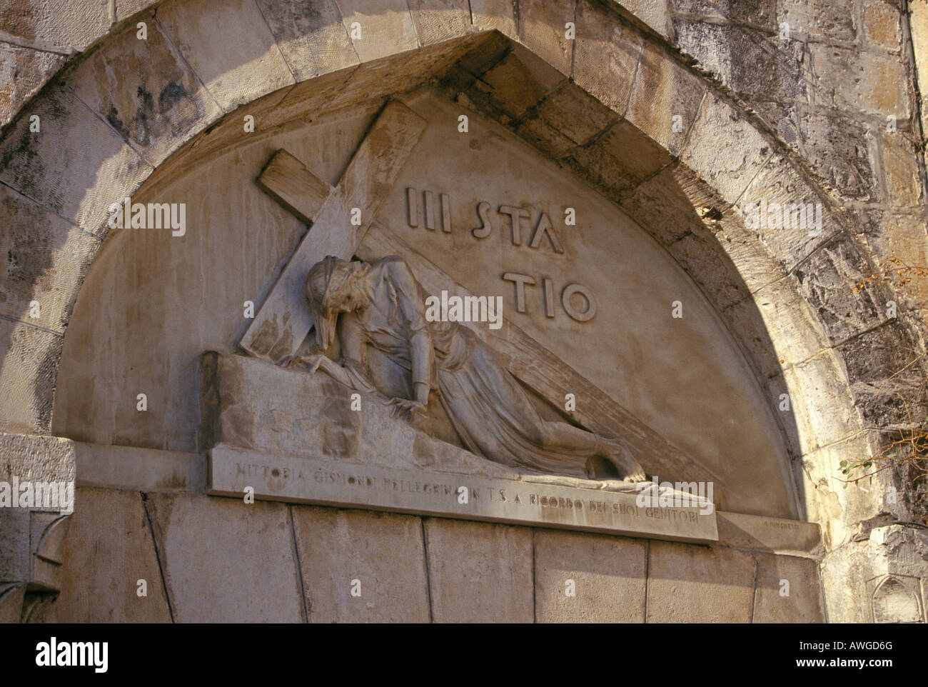 A view of one of the stops along the Via Dolorosa the route that Jesus ...