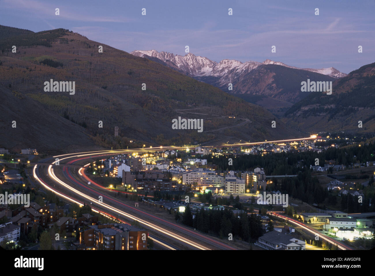 Colorado,The West,Western,Rocky Mountain State,Vail,dusk,evening,night ...