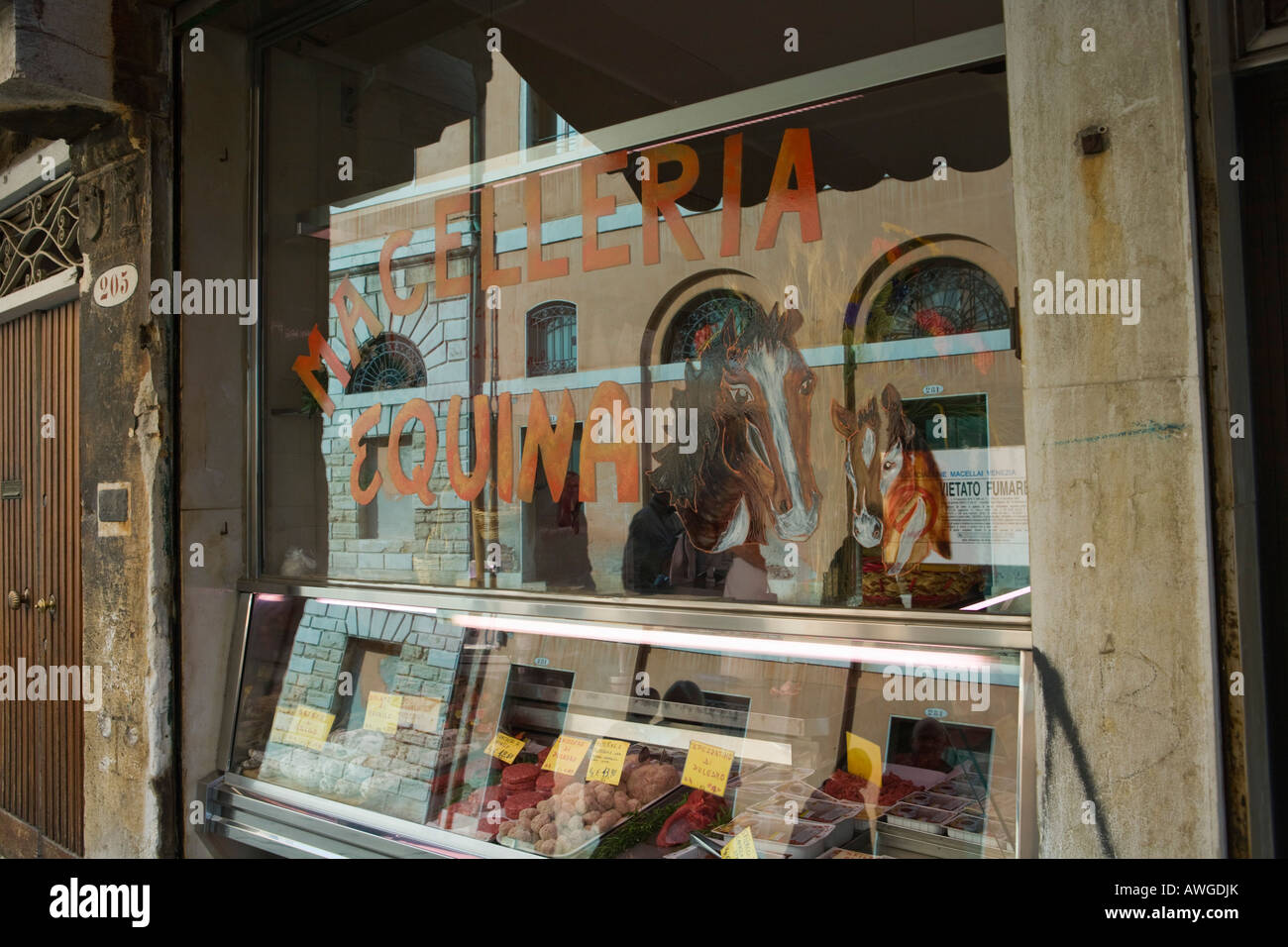 Horse Meat Butcher, Venice, Italy Stock Photo - Alamy