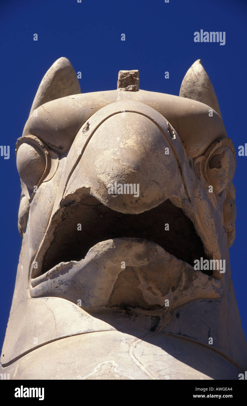Iran Persepolis Griffon capital Stock Photo - Alamy