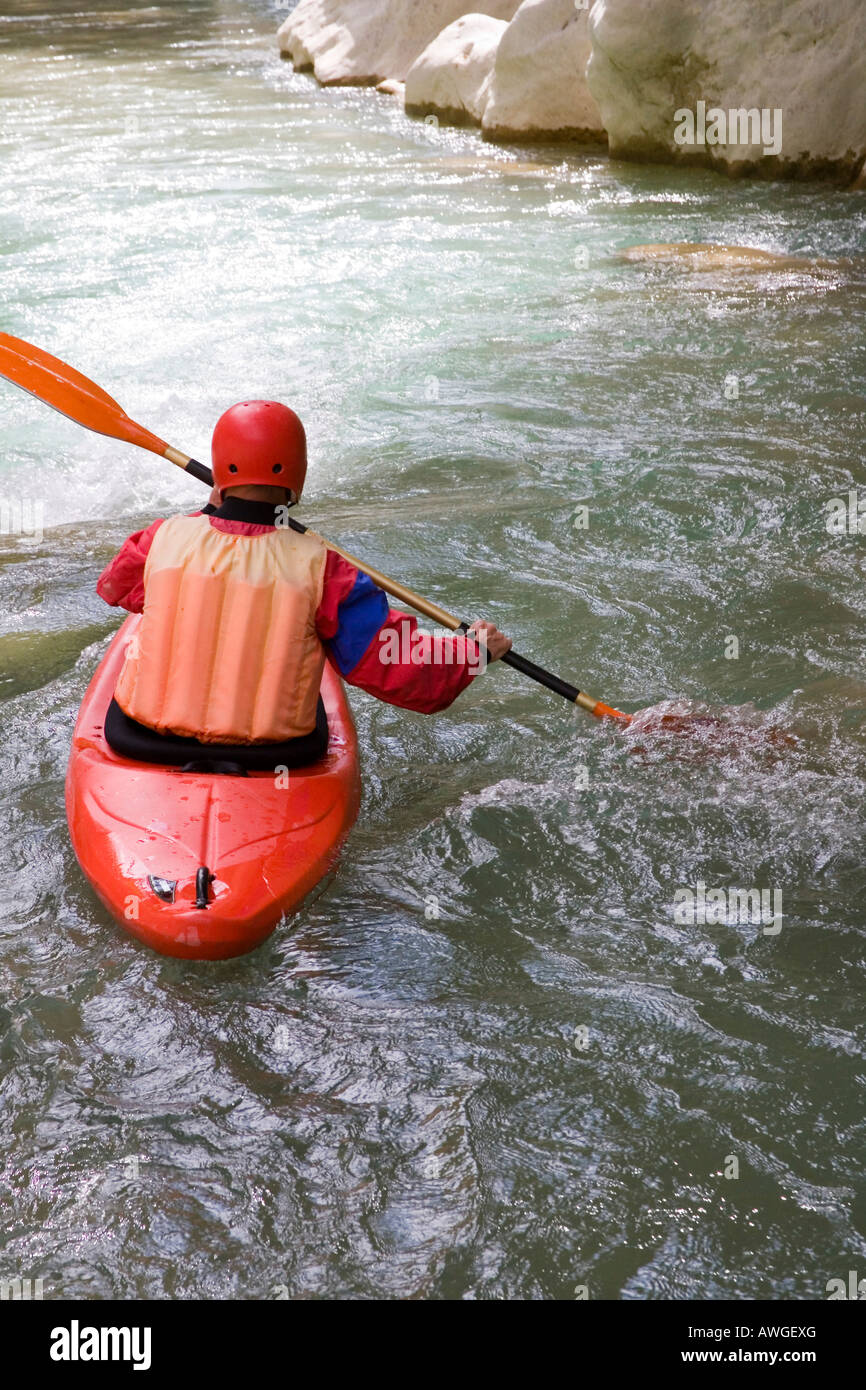 canoe driver on the river in the canyon of Acheron Stock Photo - Alamy