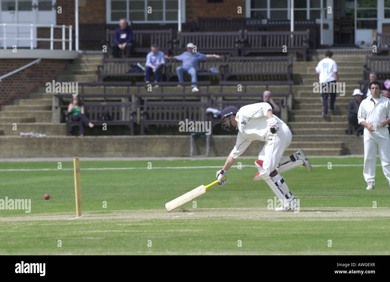 Batsman narrowly avoids being run out UK Stock Photo - Alamy