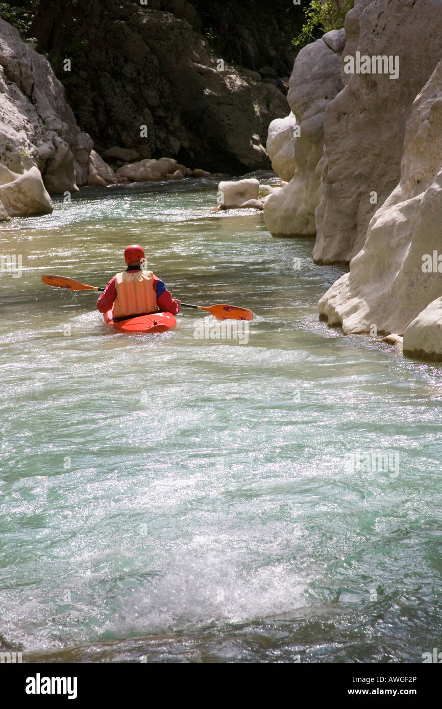 canoe driver on the river in the canyon of Acheron Stock Photo - Alamy