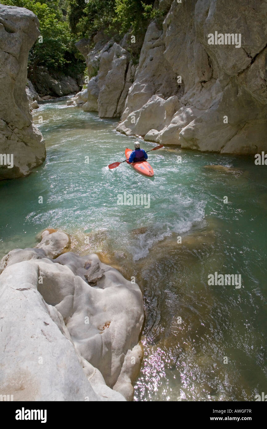 canoe driver on the river in the canyon of Acheron Stock Photo - Alamy