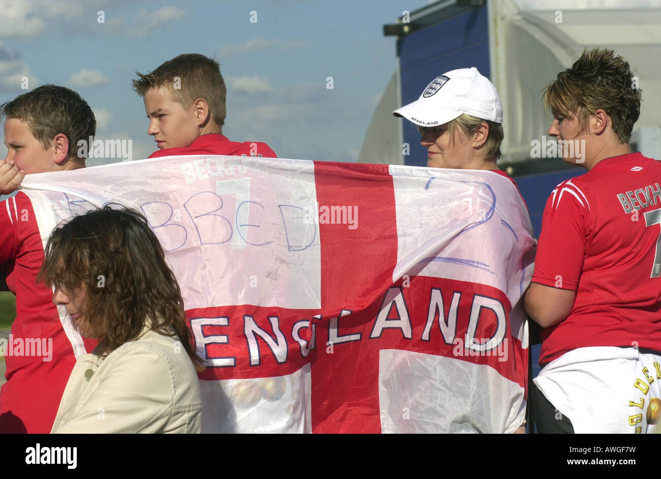 Fans waits for the England team to return home to London Luton Airport ...