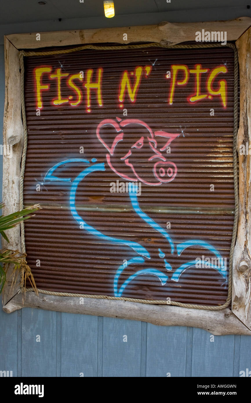Fish & Pig Restaurant Logo in Macon Georgia USA Stock Photo - Alamy