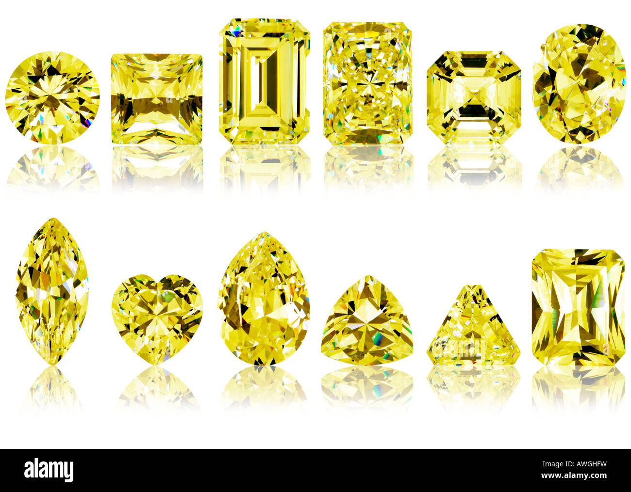 close up yellow diamonds on white background Stock Photo - Alamy