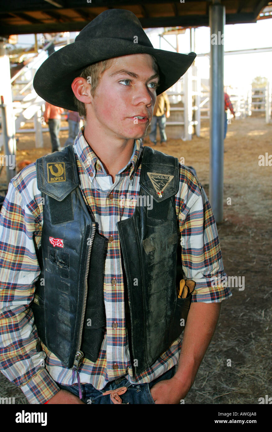Winner of the bull riding contest, Mt Isa rodeo Stock Photo - Alamy