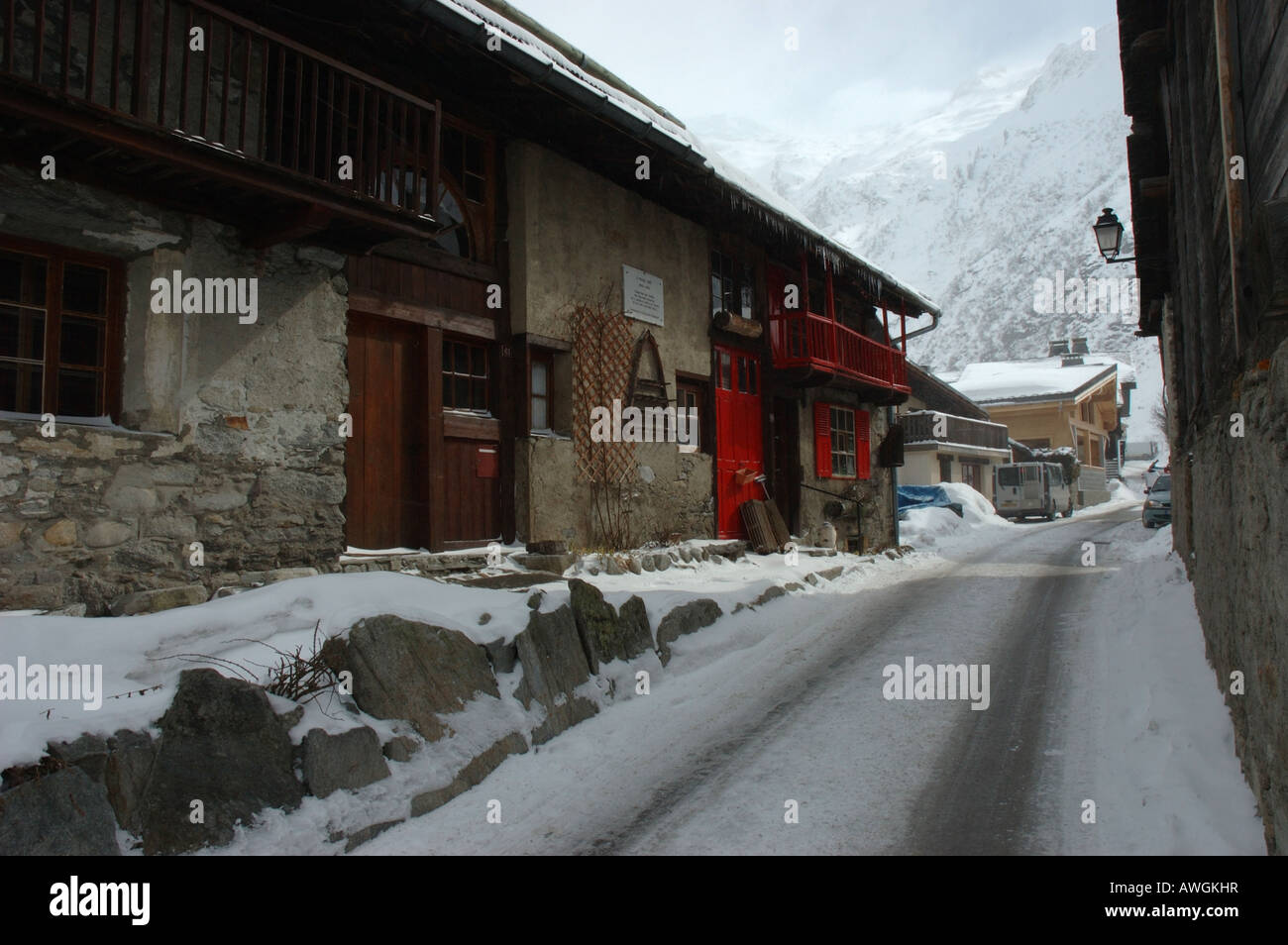 Red alps cottage Stock Photo - Alamy