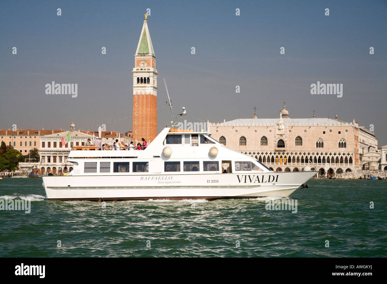tour cruiser cruising in venice lagoon opposite st mark's piazza and ...