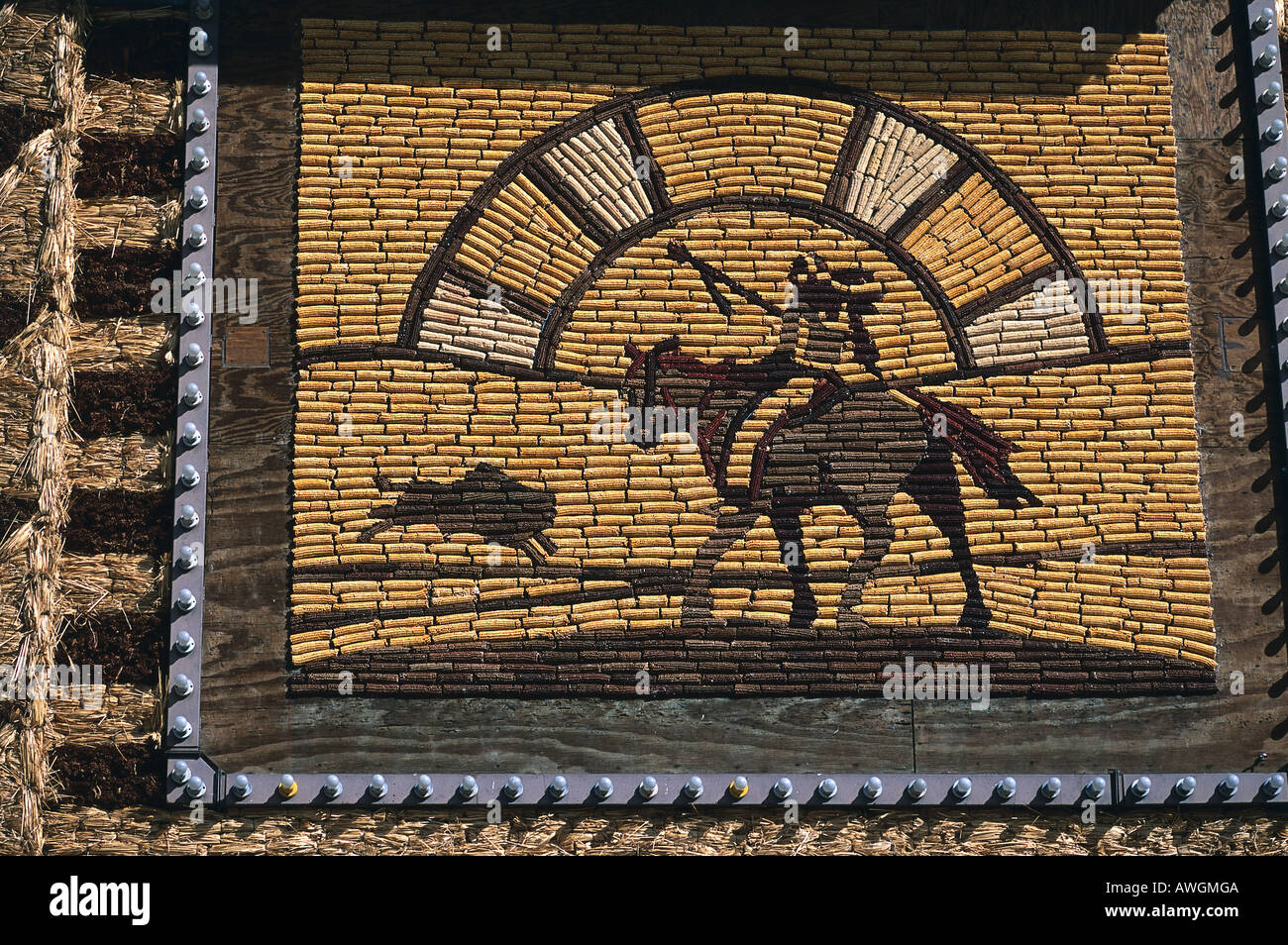 USA, South Dakota, Mitchell, Corn Palace, façade panel, created by ...