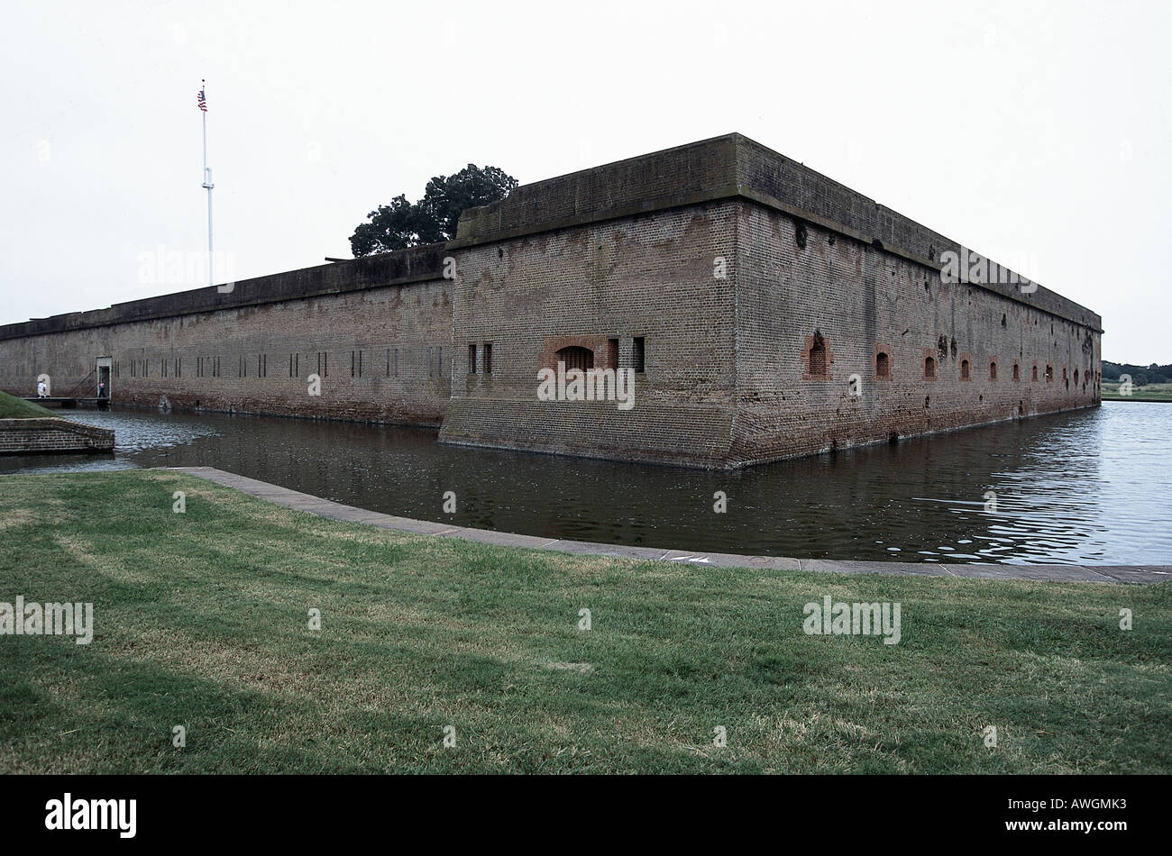 USA, Georgia, Savannah, Fort Pulaski National Monument, exterior walls ...