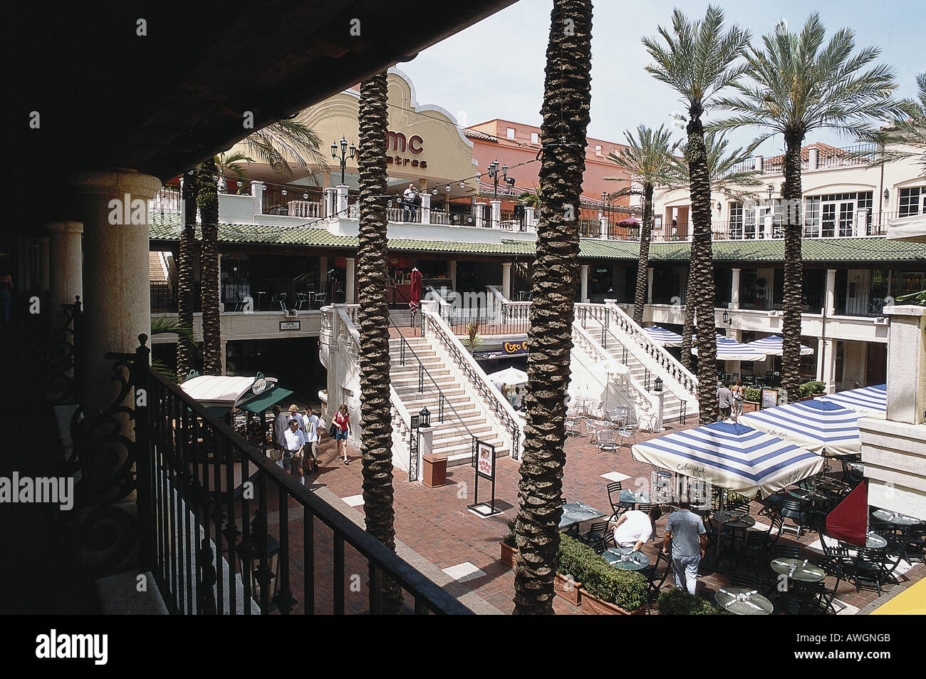 USA, Florida, Miami, CocoWalk mall in heart of Coconut Grove Village ...