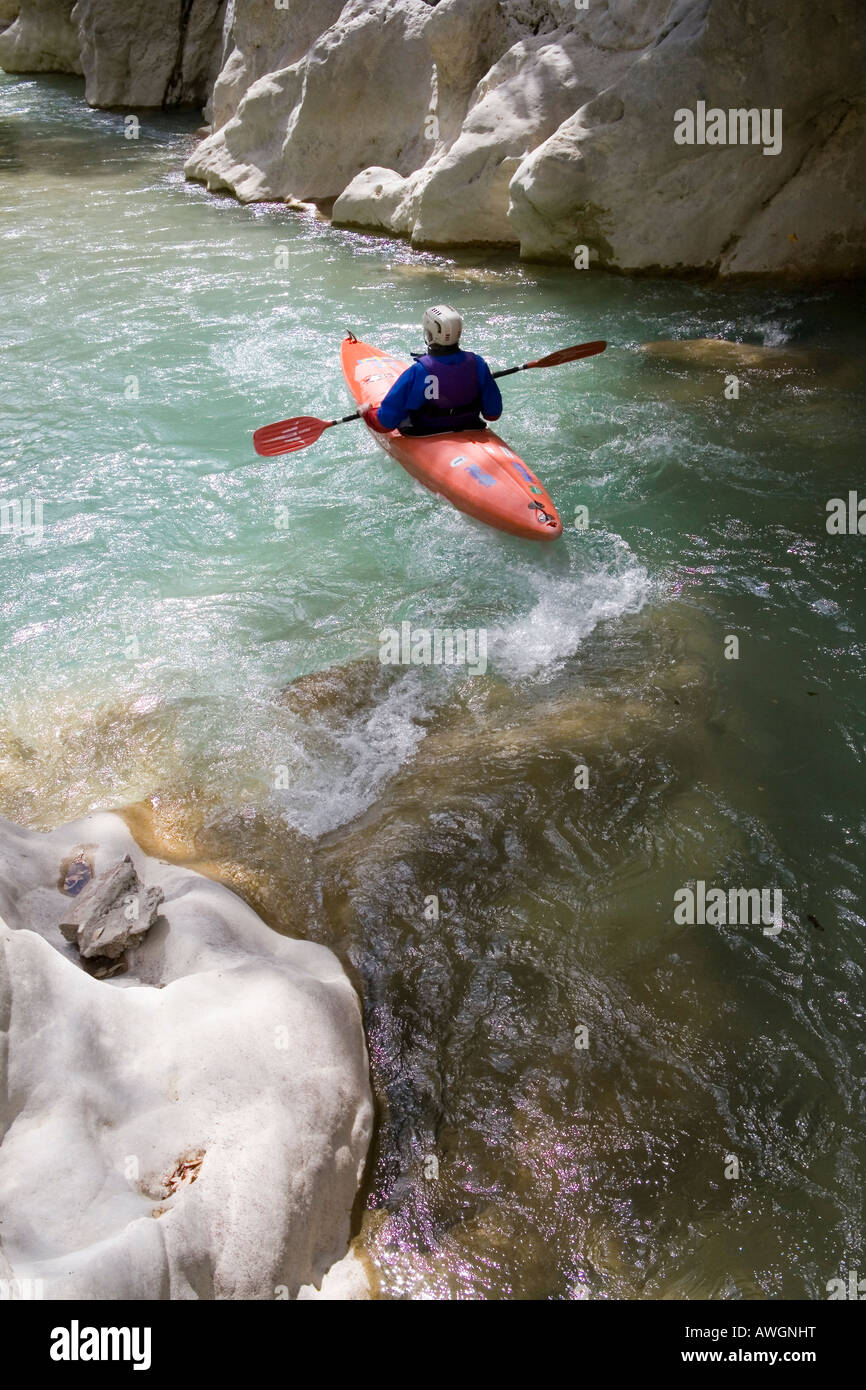 canoe driver on the river in the canyon of Acheron Stock Photo - Alamy