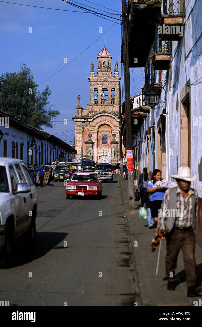 Exterior of the Templo El Santuario in the colonial village of ...