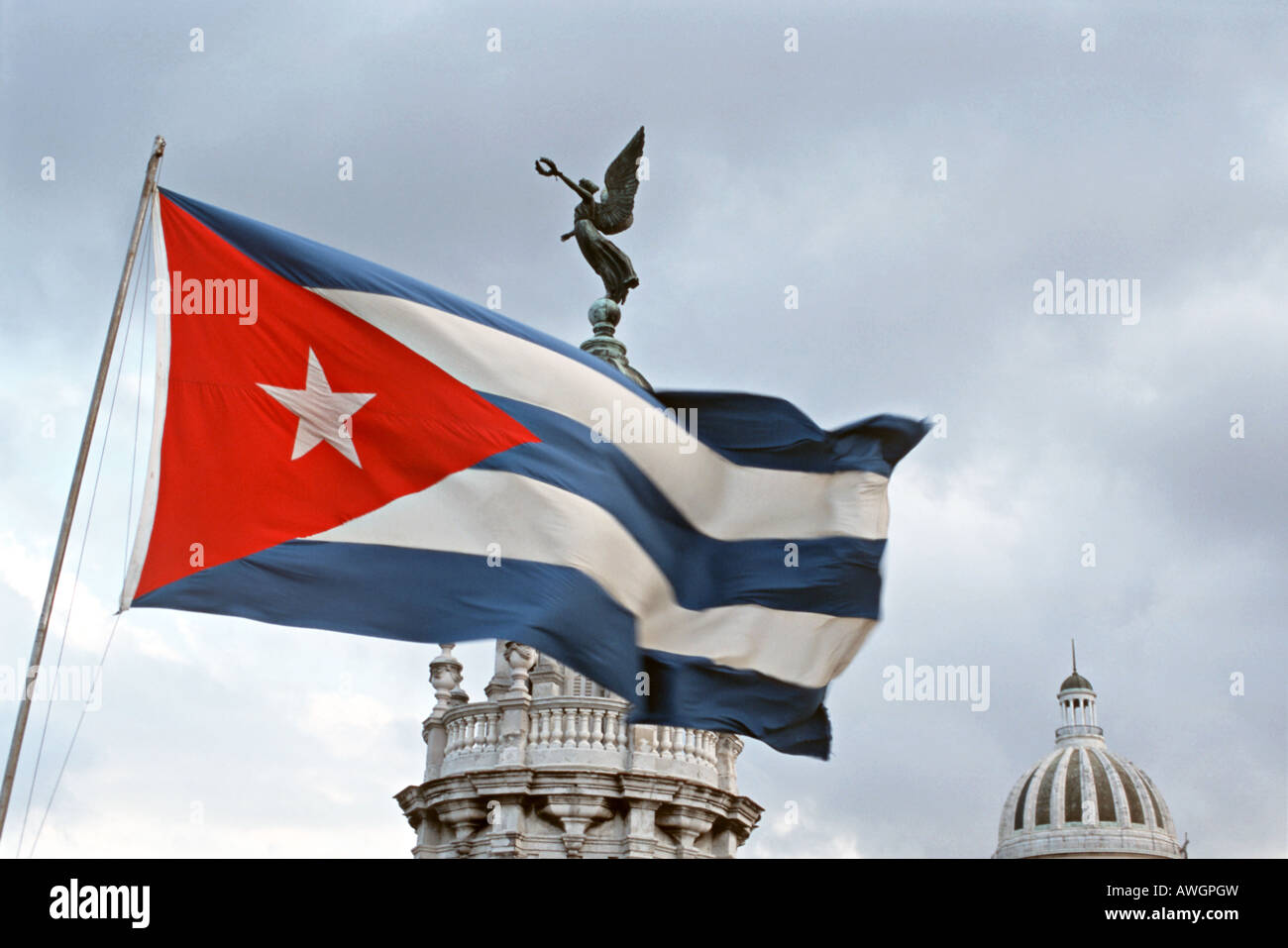 CUBA THE CUBAN FLAG BY THE PARLIAMENT BUILDING IN HAVANA Photo Julio ...