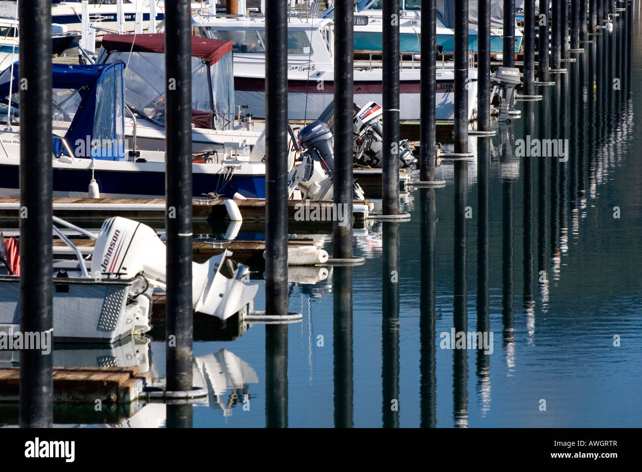 Sportfishing boats lined up on the docks in Garibaldi Oregon Stock ...