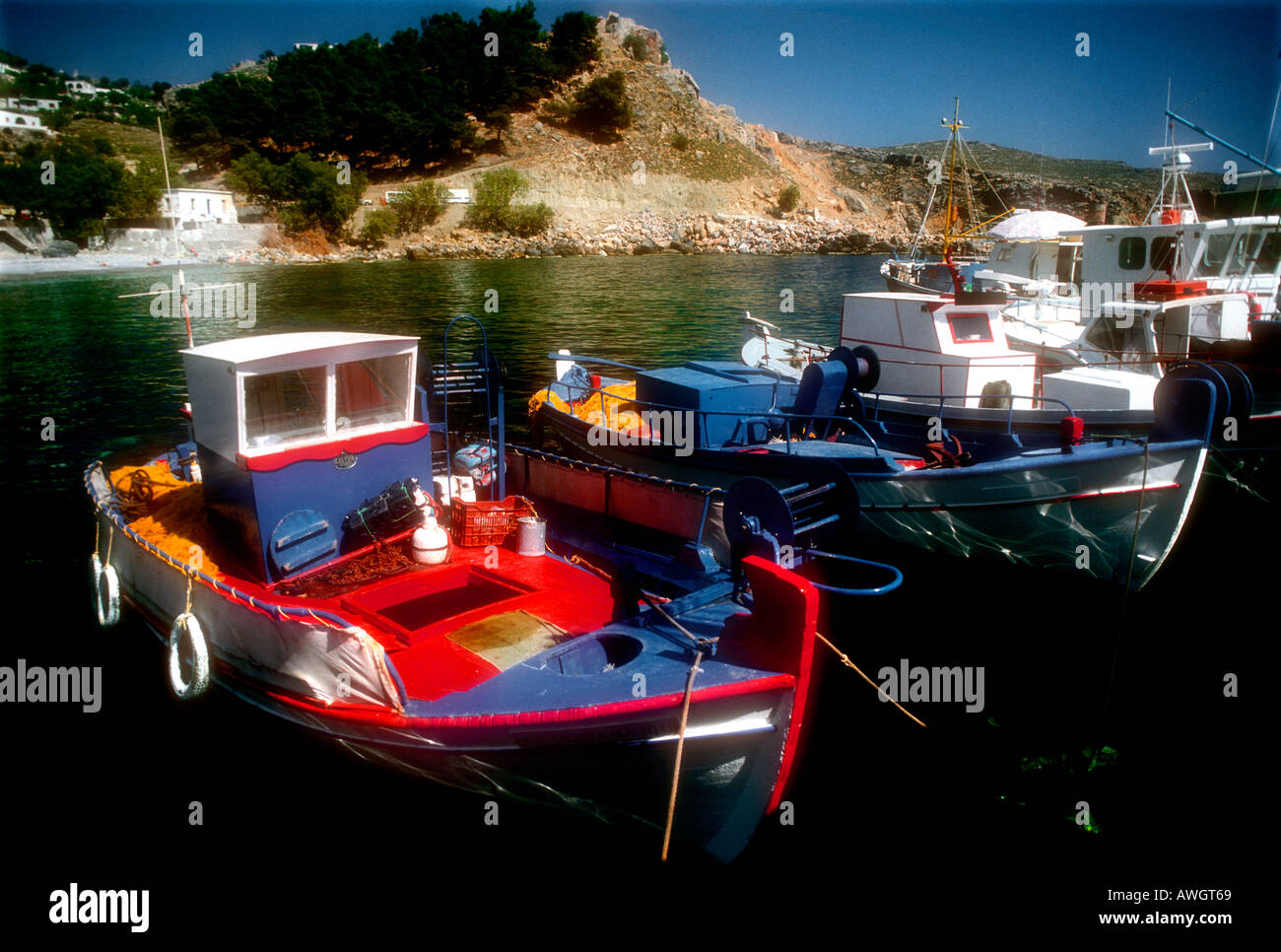 Fishing Boats at Hora Sfakion harbour Crete Greece Stock Photo - Alamy