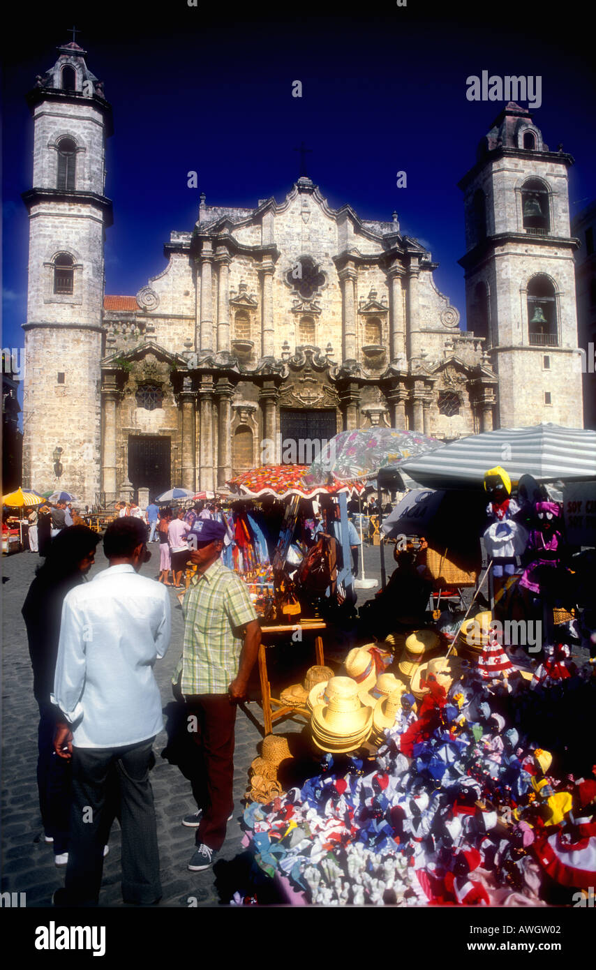 Tourist market in the Plaza de la Catedral in Old Havana Cuba West ...