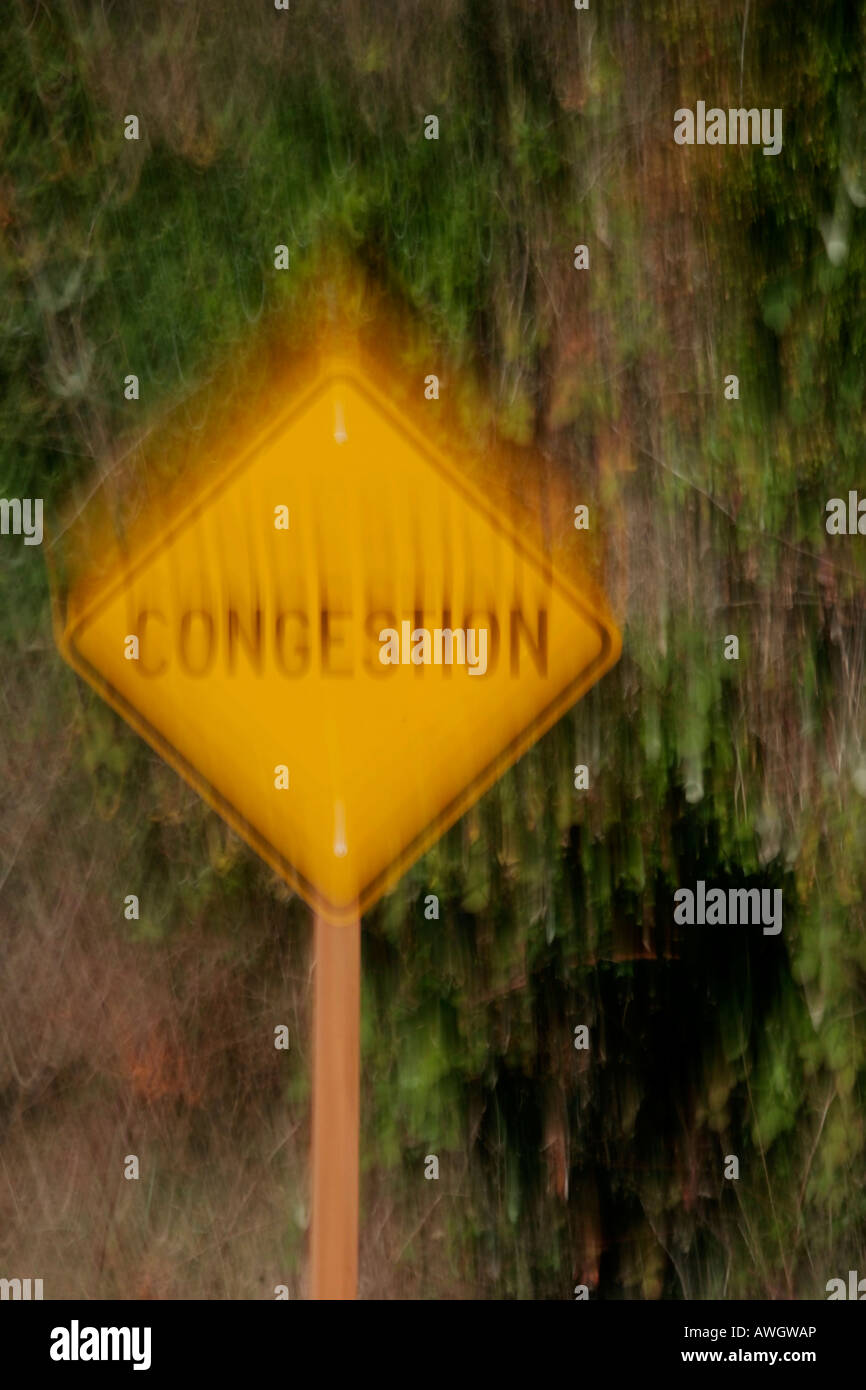 Congestion sign with a feeling of movement Stock Photo - Alamy