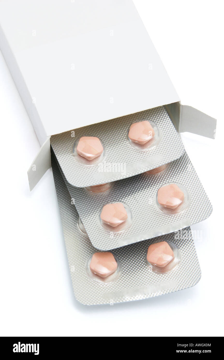 Medicine in strips of blister pack with copy space Stock Photo - Alamy