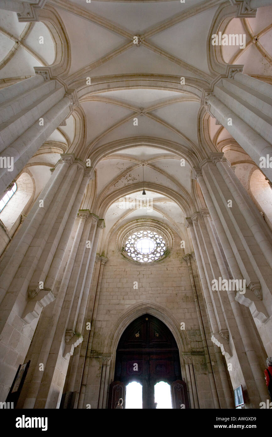 The interior of the monastery at Alcobaca Portugal showing the rose ...