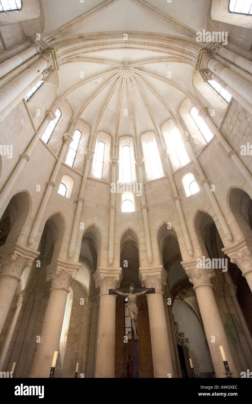 The interior of the monastery at Alcobaca Portugal showing the walls ...