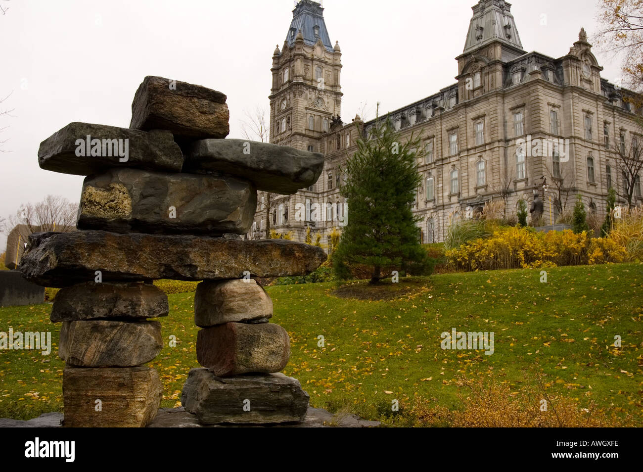 Inukushuk in front of legislative assembly in Quebec City Quebec Canada ...