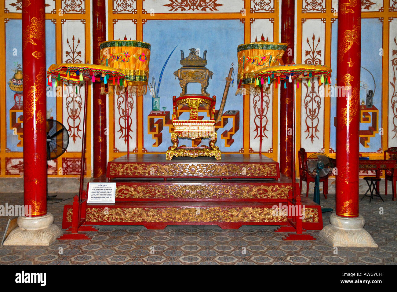 Asia Far East Vietnam Hue Imperial Palace interior Royal Theatre stage ...