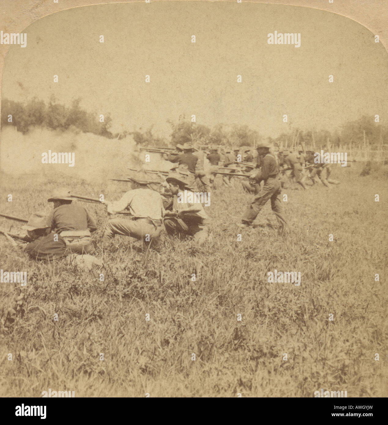 Heroic Washington Volunteers advancing across an open field Stock Photo ...