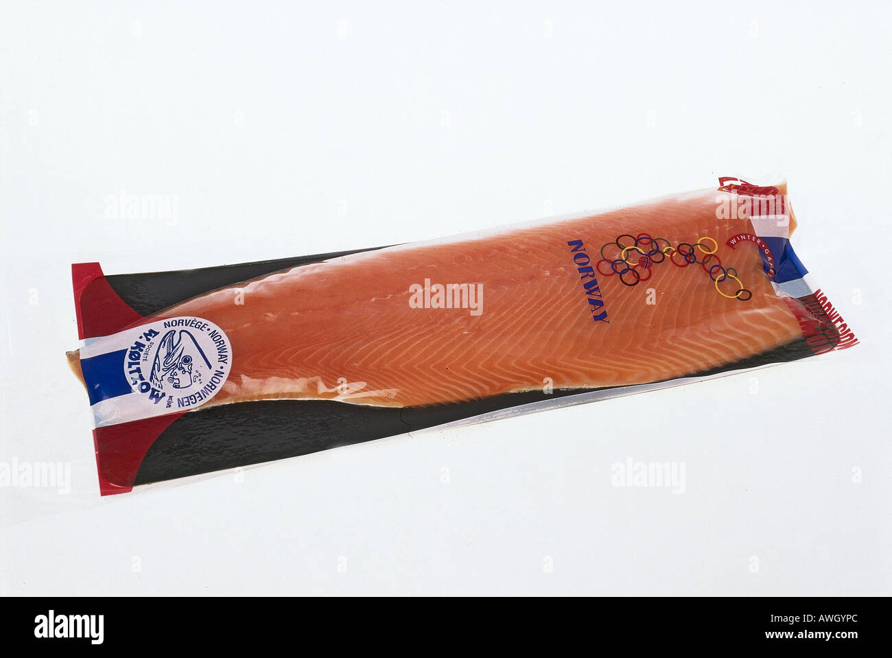 Norway, plastic packet containing smoked salmon fillet Stock Photo - Alamy