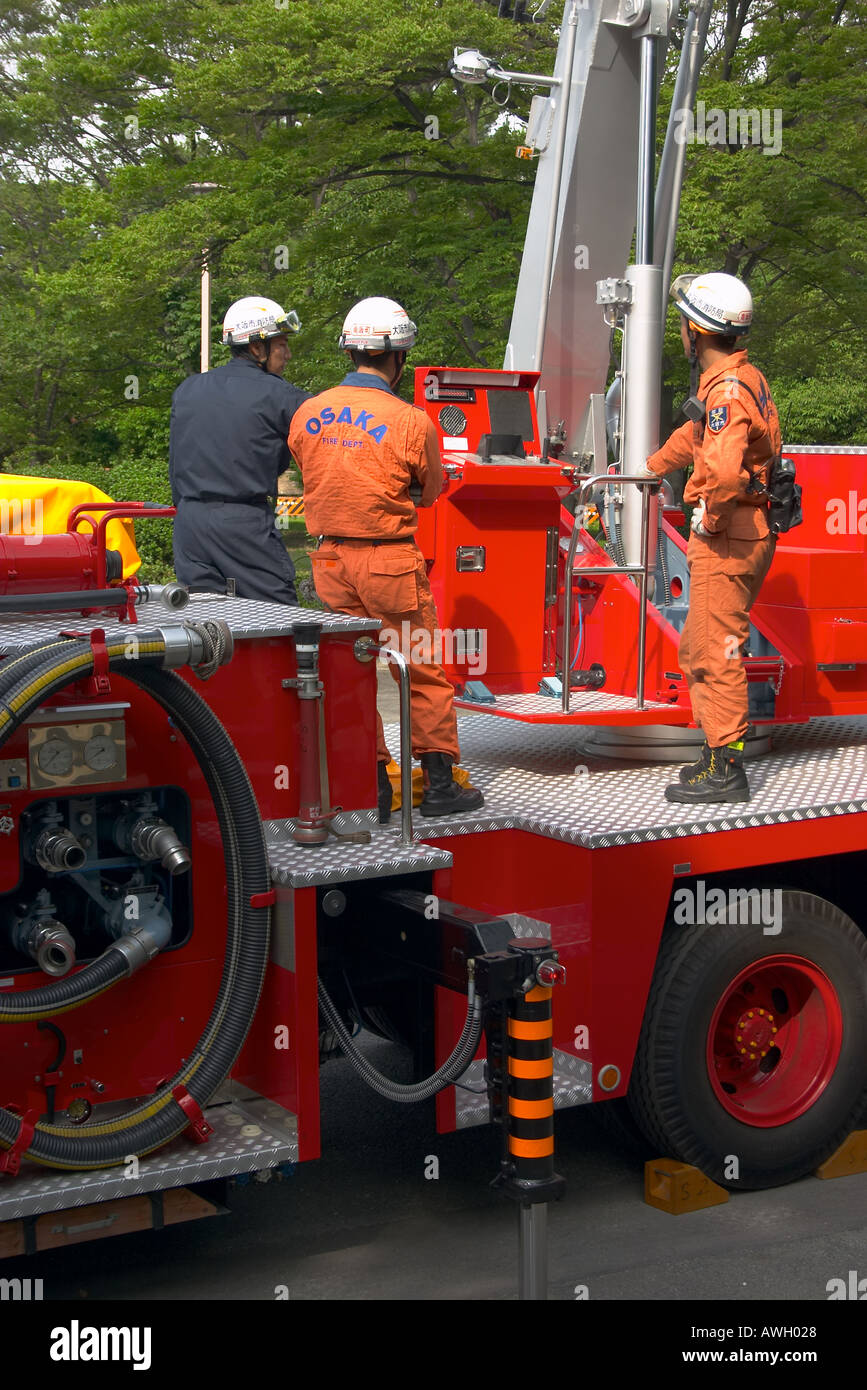 Japanese firemen in Osaka test their new toy A brand new fire engine ...