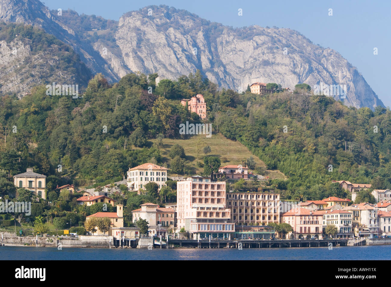 Shoreline modern buildings Lake Como Italy Stock Photo - Alamy
