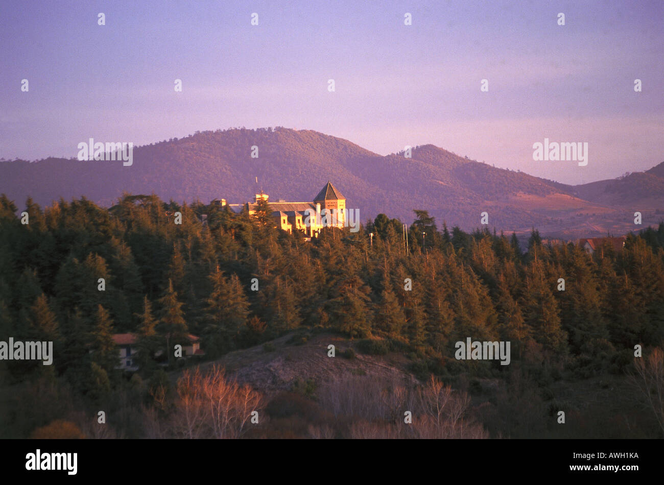 Morocco, Middle Atlas, Ifrane, King's summer residence, set in dense ...