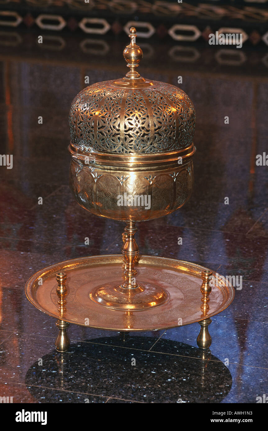 Morocco, Rabat, Mausoleum of Mohammed V, copper censor used for burning ...