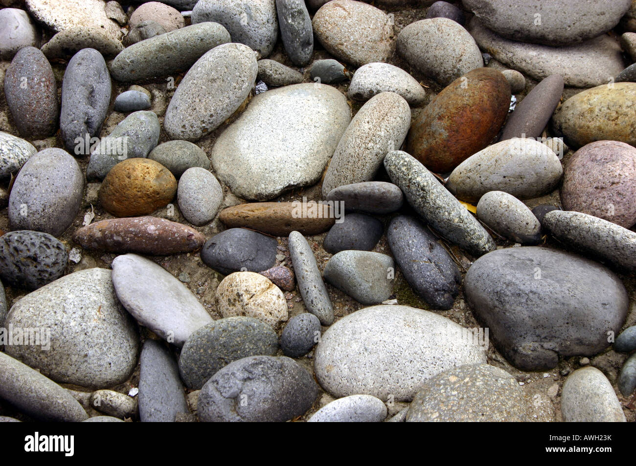 Rocks worn down by a river display a distinctive flat look Stock Photo ...