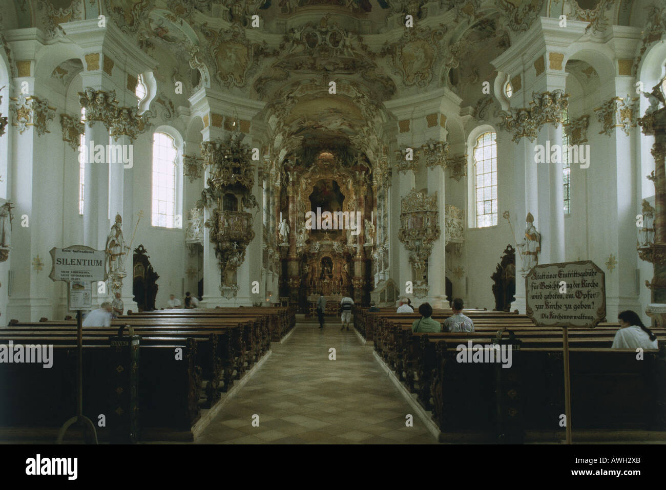 Germany, Upper Bavaria (South), Wies, Wieskirche, Rococo interior of ...
