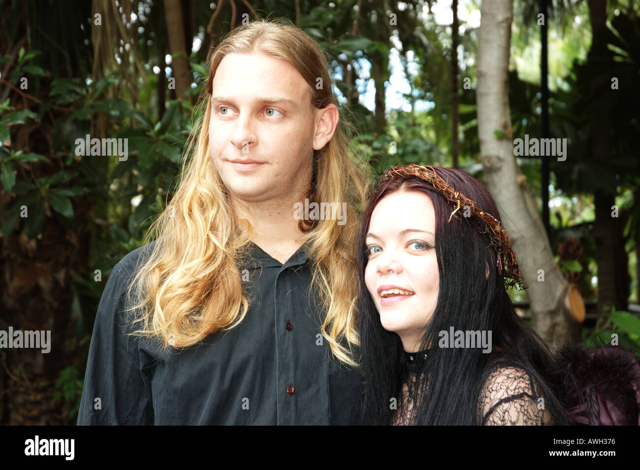 Goth couple at discordian wedding dsc 7201 Stock Photo - Alamy