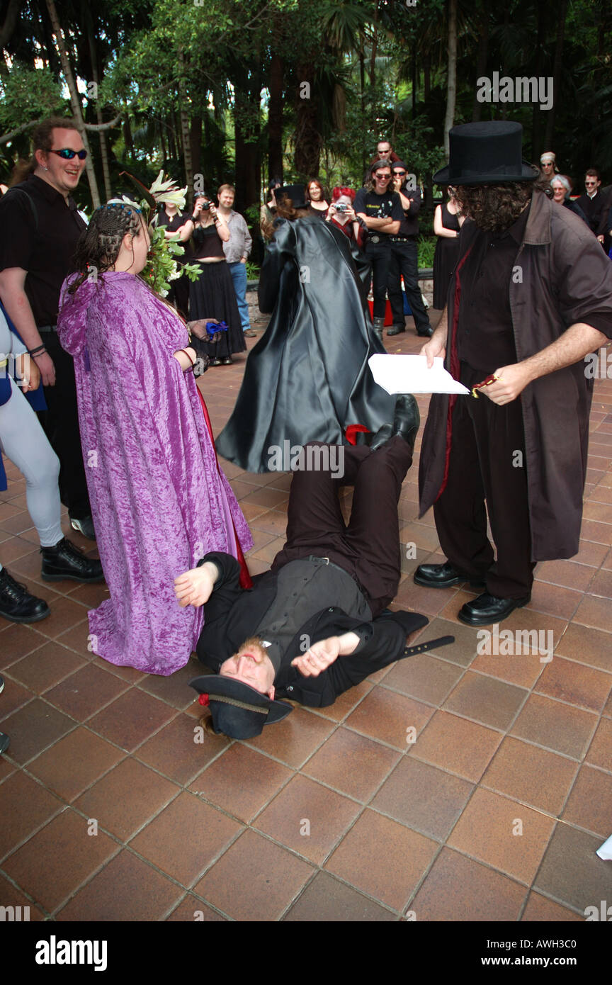 Pope is pushed to the ground at Goth discordian wedding ceremony dsc ...