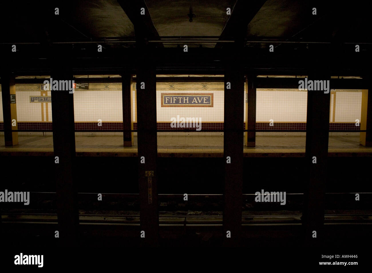 Inside a New York City subway station on Fifth Avenue USA January 2005 ...