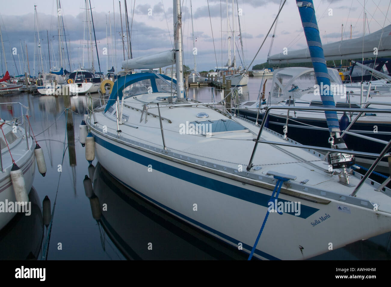 sailboats in harbour Stock Photo - Alamy