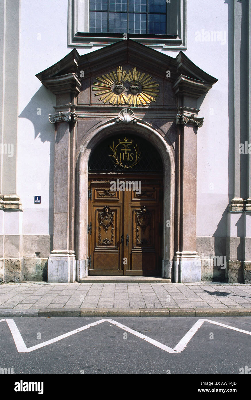 Doorway with pediment in late baroque style hi-res stock photography ...