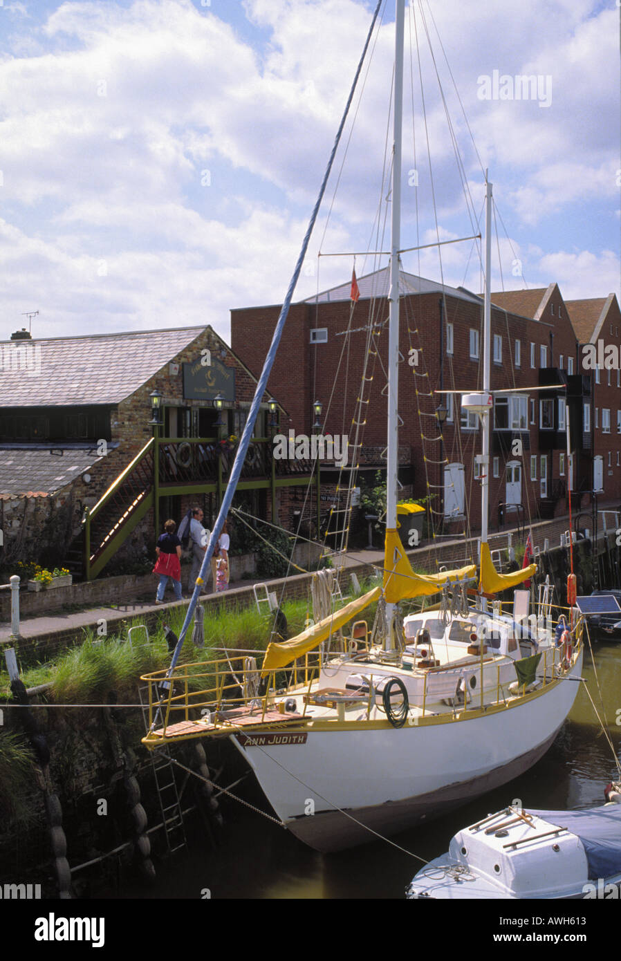 Sailing Boat and Quayside Sandwich Kent England Stock Photo - Alamy