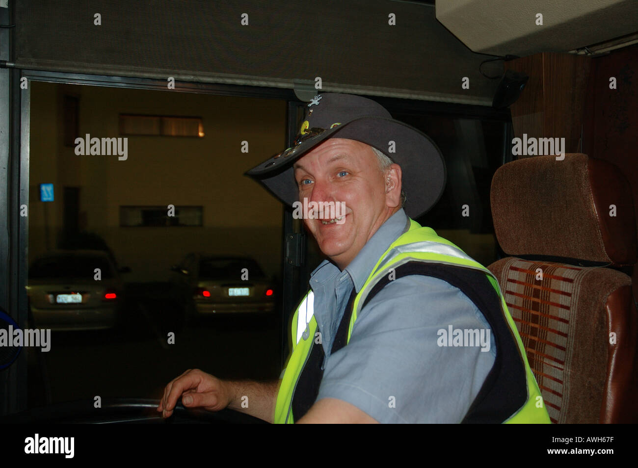 Bus driver on night route ACT australia dsc 7742 Stock Photo - Alamy